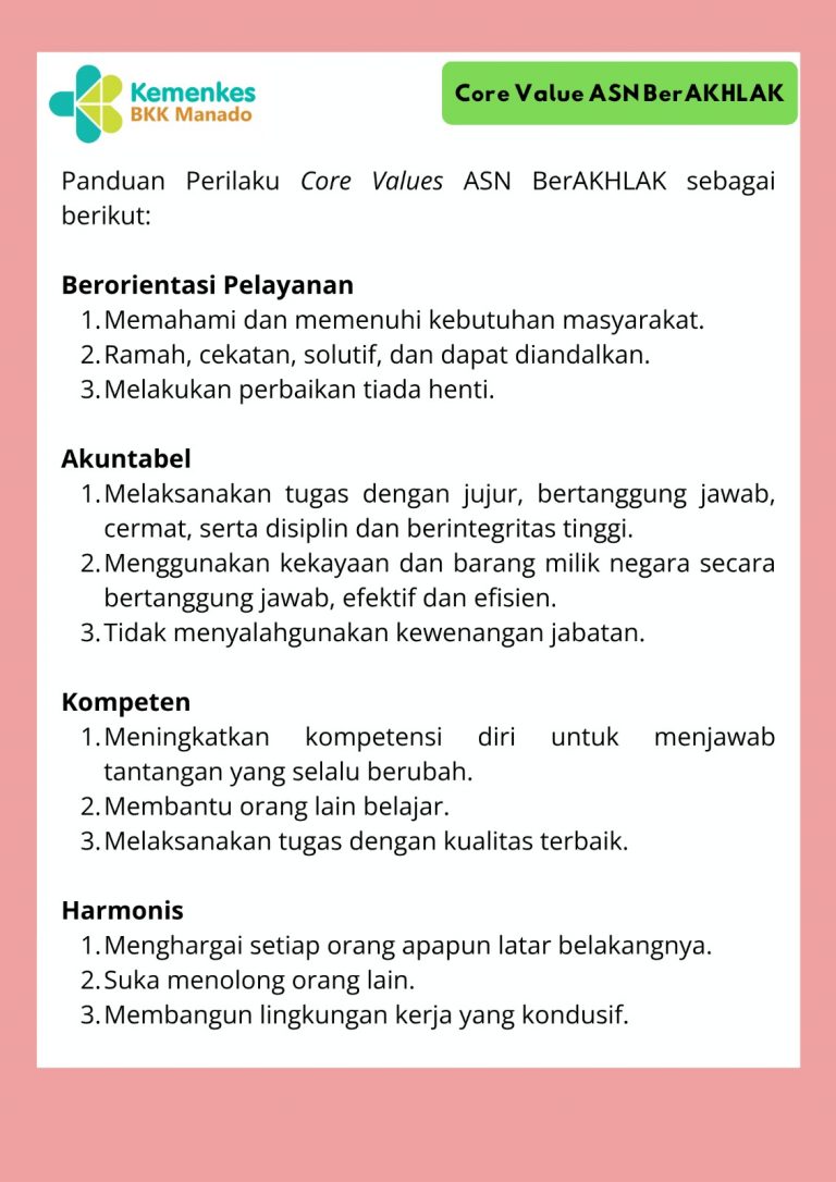 Core Value ASN Berakhlak - BKK Manado